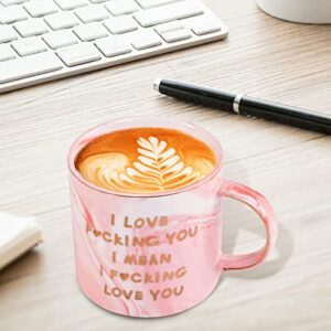 Lapogy Valentines Day gifts for Her Wife Girlfriend Gifts,Funny Gifts for Women/Christmas Gifts for Her/Birthday Gifts Mug,Presents Ideas for Women,I Love You Coffee Mug Pink Marble Coffee Cup 12 Oz