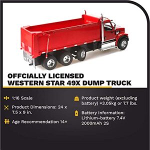 Diecast Masters RC Truck Western Star 49X RC Dump Truck | Fully Functional Radio Control Truck | 1:16 Scale Model Semi Truck, Remote Control Truck | Diecast Model 27007