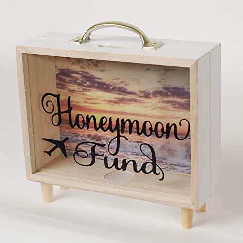 Sweet FanMuLin Shadow Box Frame, Wooden Money Box, Wedding Wood Bank (Honeymoon Fund)