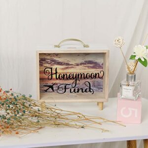 Sweet FanMuLin Shadow Box Frame, Wooden Money Box, Wedding Wood Bank (Honeymoon Fund)