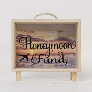 Sweet FanMuLin Shadow Box Frame, Wooden Money Box, Wedding Wood Bank (Honeymoon Fund)