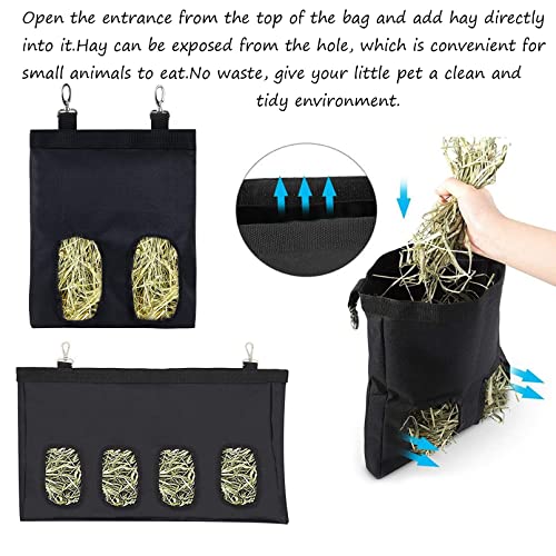 Rabbit Hay Feeder Bag Guinea Pig Hanging Feeder Sack Small Animal Hay Feeder Storage Bag with Holes for Rabbit Guinea Pig Chinchilla Hamsters Small Pets 2 Pcs