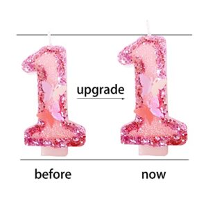 Birthday Candles Number 8,Pink Glitter Happy Birthday Cake Candles Handmade Sequin Numeral Candle