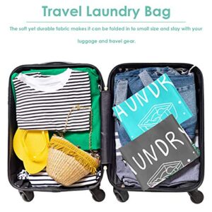 2 Pack Extra Large Travel Laundry Bags, Heavy Duty Camp Laundry Bag, Rip-Stop Machine Washable Dirty Clothes Organizer Bag with Drawstring Closure (Green+Grey, 24"*36")