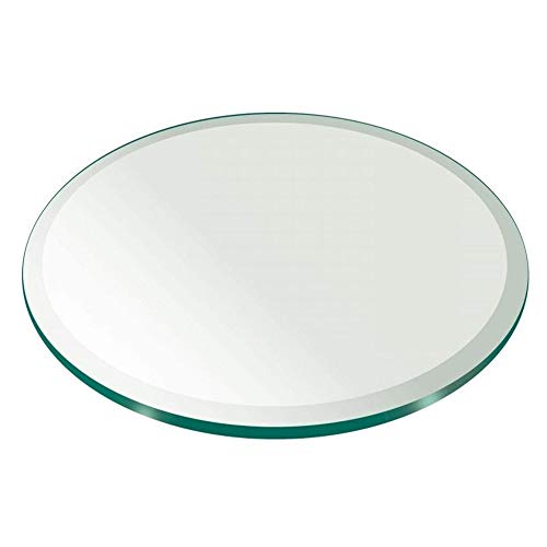 All Safe Glass 18" Round Tempered Glass Table Top 1/2" Thick Bevel Edge - Clear