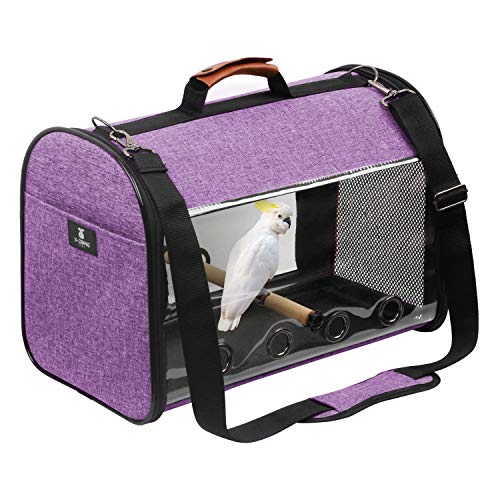 X-ZONE PET Bird Travel Bag Portable Pet Bird Parrot Carrier Transparent Breathable Travel Cage,Lightweight Bird Carrier,Bird Travel Cage (Carrier-Purple)