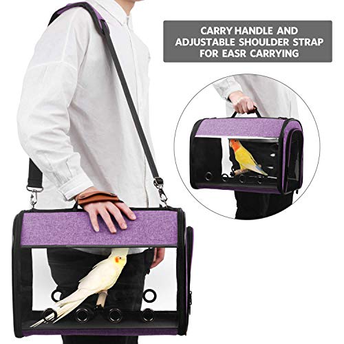 X-ZONE PET Bird Travel Bag Portable Pet Bird Parrot Carrier Transparent Breathable Travel Cage,Lightweight Bird Carrier,Bird Travel Cage (Carrier-Purple)