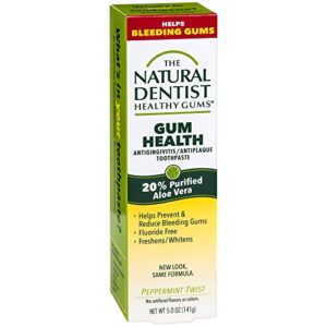 The Natural Dentist Healthy Gums Antigingivitis / Antiplaque SLS-Free Toothpaste with Aloe Vera, Peppermint Twist, 5 Ounce Tube