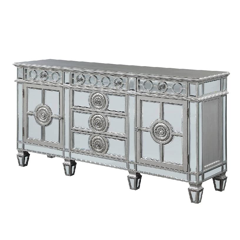 Acme Varian Server in Mirrored and Antique Platinum