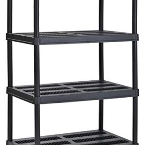 Juggernaut Storage 36" W x 24" D x 56" H 4-Shelf Resin Shelving, 600 lb Capacity Black