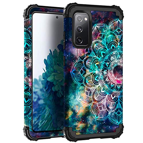 Hocase Galaxy S20 FE 5G Case, Heavy Duty Shockproof Protection Soft Silicone Rubber+Hard Plastic Bumper Hybrid Protective Case for Samsung Galaxy S20 FE (6.5" Display) 2020 - Mandala in Galaxy