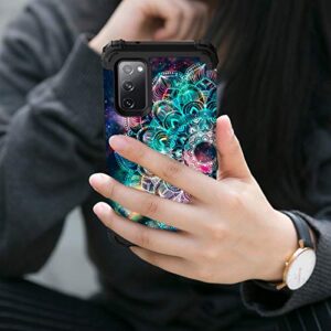 Hocase Galaxy S20 FE 5G Case, Heavy Duty Shockproof Protection Soft Silicone Rubber+Hard Plastic Bumper Hybrid Protective Case for Samsung Galaxy S20 FE (6.5" Display) 2020 - Mandala in Galaxy