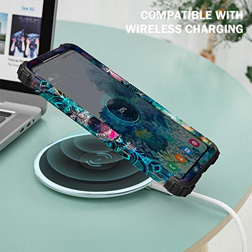 Hocase Galaxy S20 FE 5G Case, Heavy Duty Shockproof Protection Soft Silicone Rubber+Hard Plastic Bumper Hybrid Protective Case for Samsung Galaxy S20 FE (6.5" Display) 2020 - Mandala in Galaxy