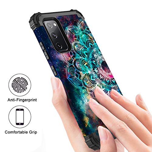 Hocase Galaxy S20 FE 5G Case, Heavy Duty Shockproof Protection Soft Silicone Rubber+Hard Plastic Bumper Hybrid Protective Case for Samsung Galaxy S20 FE (6.5" Display) 2020 - Mandala in Galaxy