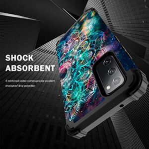 Hocase Galaxy S20 FE 5G Case, Heavy Duty Shockproof Protection Soft Silicone Rubber+Hard Plastic Bumper Hybrid Protective Case for Samsung Galaxy S20 FE (6.5" Display) 2020 - Mandala in Galaxy