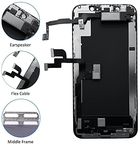 Full Screen Replacement OLED 3D Touch Assembly with Pre-Installed Ear Speaker and Proximity Sensor with Frame Adhesive and Repair Tools for iPhone Xs 5.8 inch