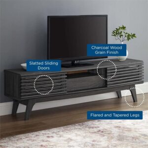 Levan Home Mid-Century Modern Low Profile 59 Inch TV Stand in Charcoal