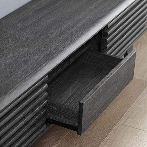 Levan Home Mid-Century Modern Low Profile 59 Inch TV Stand in Charcoal