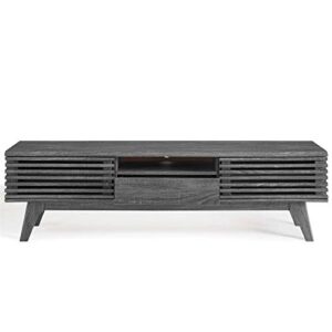 Levan Home Mid-Century Modern Low Profile 59 Inch TV Stand in Charcoal