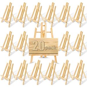 wood easels, easel stand for painting canvases, art, and crafts. (11.8 inch, 20 pack), tripod, painting party easel, kids student table school desktop, portable canvas photo picture sign holder.