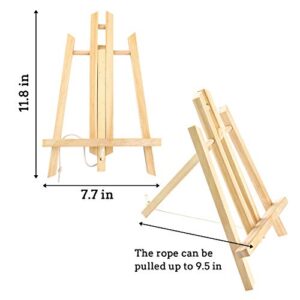 Wood Easels, Easel Stand for Painting Canvases, Art, and Crafts. (11.8 inch, 20 Pack), Tripod, Painting Party Easel, Kids Student Table School Desktop, Portable Canvas Photo Picture Sign Holder.