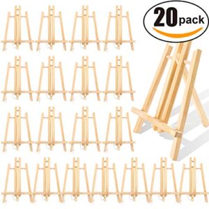 Wood Easels, Easel Stand for Painting Canvases, Art, and Crafts. (11.8 inch, 20 Pack), Tripod, Painting Party Easel, Kids Student Table School Desktop, Portable Canvas Photo Picture Sign Holder.