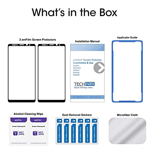 amFilm Screen Protector for Samsung Galaxy Note 9, Full Screen Coverage Screen Protector, 3D Curved Tempered Glass, Dot Matrix with Easy Installation Tray (Black), 2 Pack