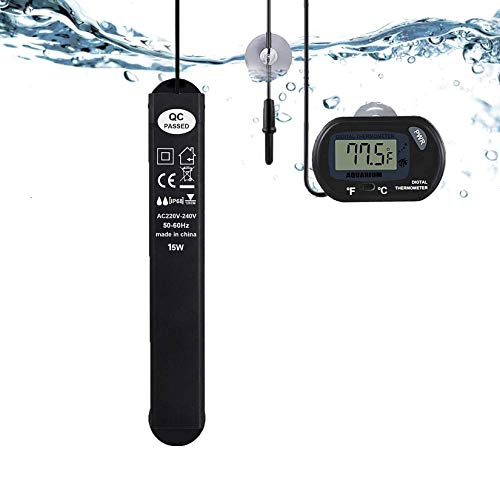 Submersible Aquarium Heater with Thermometer, LEDGLE Fish Tank Heater for 3 to 5 Gallon Betta Tank, Saltwater or Freshwater Aquariums, Turtle, Auto Intelligent LED Digital Display