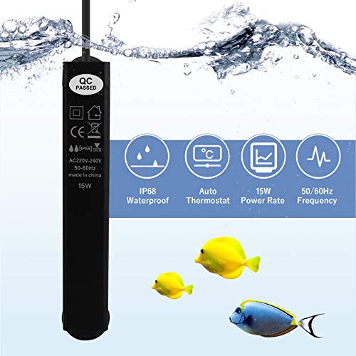 Submersible Aquarium Heater with Thermometer, LEDGLE Fish Tank Heater for 3 to 5 Gallon Betta Tank, Saltwater or Freshwater Aquariums, Turtle, Auto Intelligent LED Digital Display