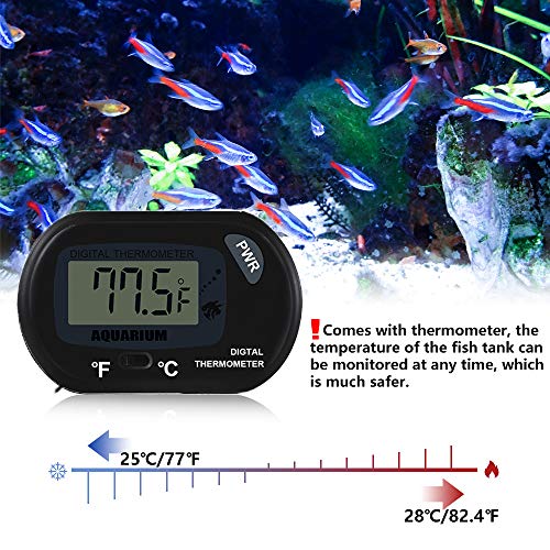 Submersible Aquarium Heater with Thermometer, LEDGLE Fish Tank Heater for 3 to 5 Gallon Betta Tank, Saltwater or Freshwater Aquariums, Turtle, Auto Intelligent LED Digital Display