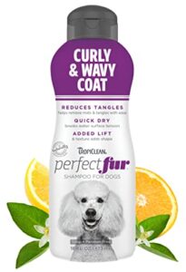 tropiclean perfect fur detangling dog shampoo for breeds with curly & wavy fur, 16 ounce