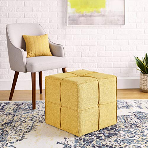 FIRST HILL FHW Delicate Square Bean Bag Ottoman,Light Yellow