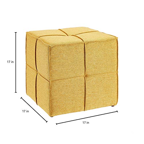 FIRST HILL FHW Delicate Square Bean Bag Ottoman,Light Yellow