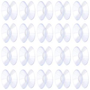 Pawfly 20 Pack Double Sided Suction Cups 1.2 Inch Clear PVC Plastic Sucker for Glass Table Mirror