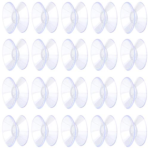 Pawfly 20 Pack Double Sided Suction Cups 1.2 Inch Clear PVC Plastic Sucker for Glass Table Mirror