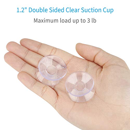 Pawfly 20 Pack Double Sided Suction Cups 1.2 Inch Clear PVC Plastic Sucker for Glass Table Mirror