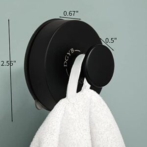 Black Shower Hooks 2 Packs Bathroom Towel Hook ABS Waterproof Heavy Duty Suction Cup Hooks for Shower Kitchen Glass Door Tile Mirror