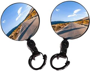 krtylyt bike mirror, 2pcs bike rear view mirrors with wide angle convex mirror, adjustable rotatable handlebar for mountain bike, off-road bike and fixed gear bike handlebars (2pack)