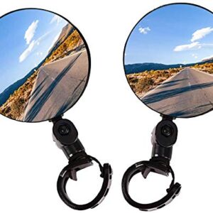 KRTYLYT Bike Mirror, 2pcs Bike Rear View Mirrors with Wide Angle Convex Mirror, Adjustable Rotatable Handlebar for Mountain Bike, Off-Road Bike and Fixed Gear Bike Handlebars (2pack)