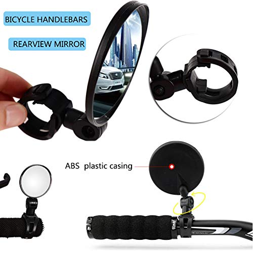 KRTYLYT Bike Mirror, 2pcs Bike Rear View Mirrors with Wide Angle Convex Mirror, Adjustable Rotatable Handlebar for Mountain Bike, Off-Road Bike and Fixed Gear Bike Handlebars (2pack)