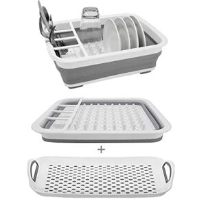 Dish drying rack Collapsible Dish Rack and Drainboard Set Foldable Portable Dish Drainer Dinnerware Organizer Rack Folding Tableware Storage Rack Cutlery Rack for Kitchen Counter RV Camper Accessories