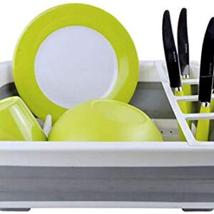 Dish drying rack Collapsible Dish Rack and Drainboard Set Foldable Portable Dish Drainer Dinnerware Organizer Rack Folding Tableware Storage Rack Cutlery Rack for Kitchen Counter RV Camper Accessories