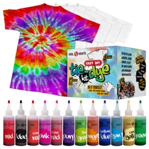 tie dye kit - tie dye kits for kids - includes 4 white t-shirt - 12 large colors tie dye - tie dye kits for adults - tie dye party supplies - tie dye kit for large groups - tye dye kit - tyedyedye kit