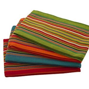 Neolino Kitchen Dish Towels, Salsa Stripe, 100% Natural Absorbent Cotton (Size 28 x 16 inches), Pack of 12-Multi Color