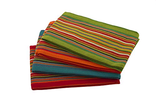 Neolino Kitchen Dish Towels, Salsa Stripe, 100% Natural Absorbent Cotton (Size 28 x 16 inches), Pack of 12-Multi Color