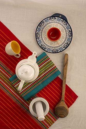 Neolino Kitchen Dish Towels, Salsa Stripe, 100% Natural Absorbent Cotton (Size 28 x 16 inches), Pack of 12-Multi Color