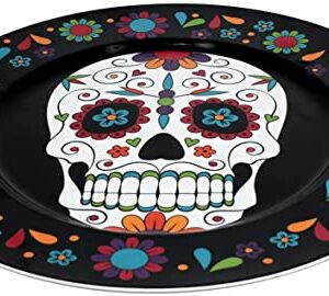 Día de Los Muertos Day of The Dead Melamine Sugar Skull Treats Tray - 10.5 Inch x 14.5 Inches