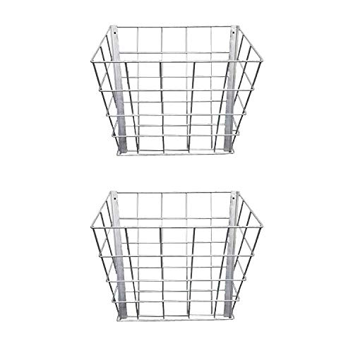 Rugged Ranch SGGBF Wall Mounted Rustproof Galvanized Steel Sheep, Goat, Horse, Rabbit, Guinea Pig, and Cow Livestock Hay Feeder Rack, Silver (2 Pack)