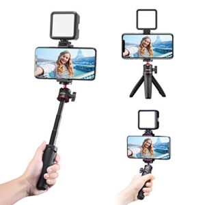 ulanzi smartphone vlogging kit with adjustable handle grip, mini tripod, dimmable led light - youtube, tik tok, vlogging equipment for iphone/android smartphone video kit (st-02s)