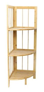 basic fundamentals multifunctional 3-tier bamboo corner shelf - bathroom and kitchen cabinet organizer - home decor - coffee bar and pantry organization and storage - 39" h